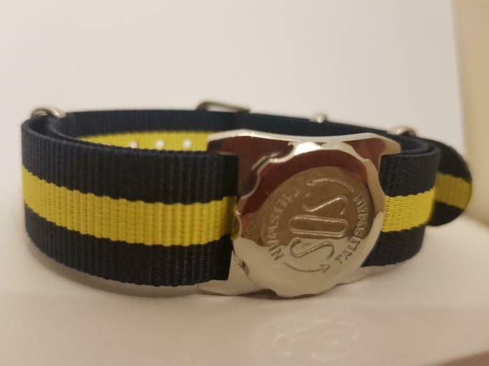 Sos Talisman - Stainless Steel Capsule & Nylon Striped Strap Bracelet ...